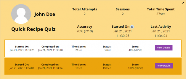 Rich Quiz Reports in GrassBlade Cloud LRS